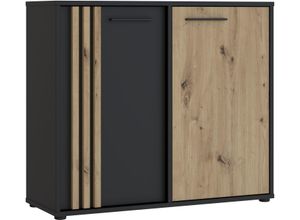 5904767847241 - Kommode Cardigan schwarz (schwarz artisan eiche) B958cm H823cm T344cm Spanplatte Sideboards Kommode 2 farbig Stauraum Einlegeböden Soft Close