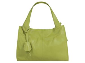 4260543063412 - Shopper CLUTY Damen Gr B H T 40cm x 28cm x 11cm onesize grün Leder leicht glänzend unifarben Taschen echt Leder Made in Italy
