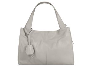 4260543063429 - Shopper CLUTY Damen Gr B H T 40cm x 28cm x 11cm onesize grau Leder leicht glänzend unifarben Taschen echt Leder Made in Italy