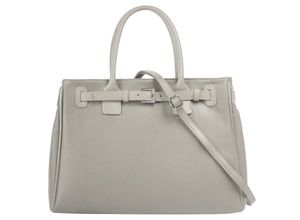 4260543052515 - Henkeltasche CLUTY Damen Gr B H T 40cm x 28cm x 10cm onesize grau Leder leicht glänzend unifarben Taschen echt Leder Made in Italy