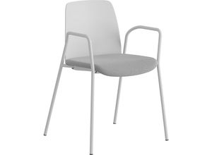 7333362003048 - Stuhl Helmer Sitz gepolstert Lehne Kunststoff VE 4 Stk Sitz weiß hellgrau Gestell weiß mit Armlehnen kaiserkraft