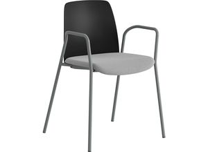 7333362002768 - Stuhl Helmer Sitz gepolstert Lehne Kunststoff VE 4 Stk Sitz schwarz hellgrau Gestell silber mit Armlehnen kaiserkraft