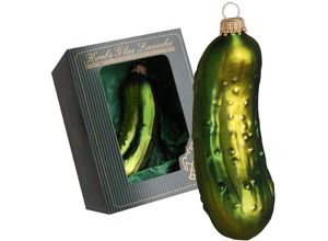 0024762450491 - Christbaumschmuck KREBS GLAS LAUSCHA Deutsche Weihnachtsgurke Weihnachtsbaumschmuck grün Weihnachtsanhänger Weihnachtsbaumschmuck Weihnachtsdekoration mundgeblasen Höhe ca 11 cm