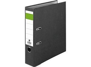 4251898828061 - Ordner Grüner Balken A4 Rückenbreite 80 mm Qualitätsmechanik Griffloch & geklebtes Rückenschild Hartpappe schwarz marmoriert 100 Stück