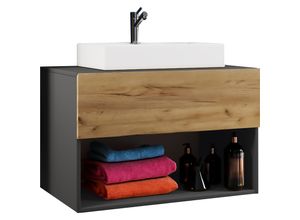4051814412547 - 2-tlg Waschtisch Breite 80 cm Waschplatz Badmöbel Waschbecken Bad Schrank Keramik Lendas ll