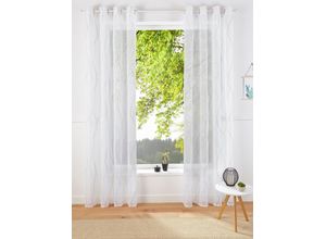 6941446602714 - Gardine GUIDO MARIA KRETSCHMER HOME&LIVING Mila Gardinen Gr 145 cm Ösen 140 cm grau (weiß grau) Ösen Gardine Wellenmuster monochrom democratichome Edition