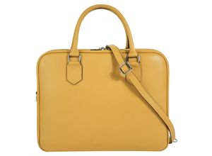 4260543062378 - Aktentasche CLUTY Damen Gr B H T 35cm x 28cm x 13cm onesize gelb Leder leicht glänzend unifarben Taschen echt Leder Made in Italy