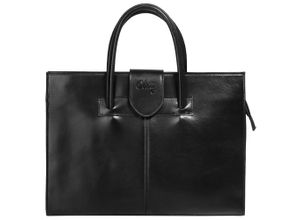 4260405121267 - Henkeltasche CLUTY Damen Gr B H T 39cm x 29cm x 10cm onesize schwarz Leder beschichtet glänzend Taschen echt Leder Made in Italy