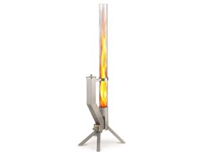 4262479840006 - Gardenflare - Feuerrohr – elegante Edelstahl Feuersäule und Pelletfackel - silber