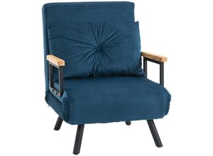 4255633564511 - Schlafsofa Klappbett mit Bettfunktion Relaxsessel mit Rückenkissen Polstersofa mit Verstellbarer Rückenlehne Samtoptik 63 x 73 x 81 cm