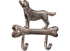 4050223855150 - Wandhaken 2er Haken aus Gusseisen - Hund braun (antik weiß braun) B19cm H18cm Gusseisen Haken 4050223855150 - Wandhaken 2er Haken aus Gusseisen - Hund braun (antik weiß braun) B19cm H18cm Gusseisen Haken