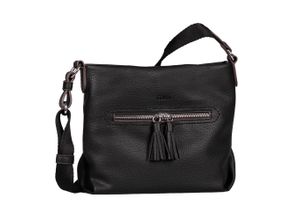4255619911506 - Umhängetasche GABOR Anthina Damen Gr B H T 28cm x 23cm x 9cm schwarz Polyurethan clean gepflegt geprägtes Muster unifarben Taschen aus weich genarbtem Lederimitat mit dekorativem Quastendetail