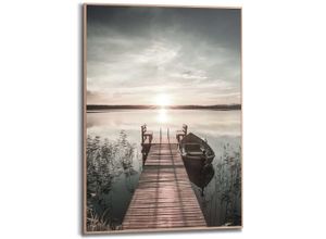 8714597552041 - Wandbild REINDERS Slim Frame Wood 50x70 Scandic Jetty Bilder Gr B H T 50 cm x 70 cm x 2 cm Hochformat blau Kunstdrucke Bilder