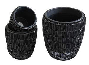 4052304262901 - Rattan Pflanzentopf 3er Set Anthrazit rund 22 29 40 cm Polyrattan wetterfest