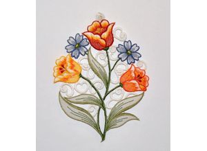 4028298186127 - Fensterbild STICKEREIEN PLAUEN Frühlingsstrauß Fensterbild Gr 1 weiß B18 H24 Polyester Fensterbilder Fensterbild Frühlingsstrauß