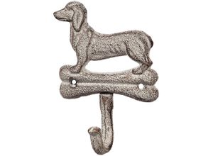 4050223855136 - Wandhaken Haken aus Gusseisen - Hund weiß (antikweiß braun) B10cm H14cm Gusseisen Haken