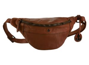 4046478061323 - Bauchtasche HARBOUR 2ND Jamie Damen Gr B H T 32cm x 16cm x 11cm braun (charming cognac) Leder unifarben washed Taschen Umhängetasche Gürteltasche mit Logo-Anhänger