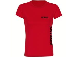 4068859594190 - multifanshop Damen T-Shirt - Wiesbaden - Brust & Seite - Druck schwarz - Frauen