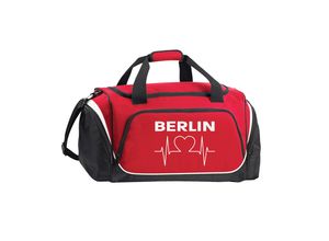 4068859104726 - multifanshop Sporttasche - Berlin rot - Herzschlag - Druck weiß - Tasche
