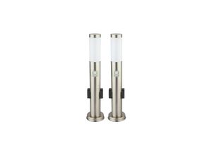 4059157150256 - Etc-shop - 2er Set Edelstahl Steh Lampe Außen Steckdosen Bewegungsmelder Garten Wege Stand Leuchte silber