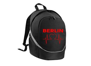 4068859104696 - multifanshop Rucksack - Berlin rot - Herzschlag - Druck rot - Tasche