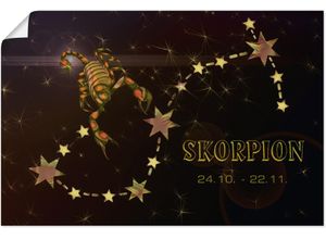 4062144657034 - Wandbild ARTLAND Sternzeichen - Skorpion Bilder Gr B H 30 cm x 20 cm Poster Bilder von Sternzeichen Querformat 1 St goldfarben Kunstdrucke als Alubild Leinwandbild Wandaufkleber oder Poster in versch Größen