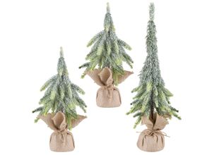 4064118284703 - Winterliche Kunstpflanze CREATIV GREEN Fichtenbäumchen grün H53cm Kunststoff Kunstpflanzen mit Jutesack
