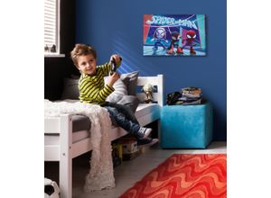 4055065032615 - Leinwandbild KOMAR Spidey and His Amazing Friends Glowy Spideys - Größe 60 x 40 cm bunt (farbe rahmen braun farbe bild(er) blaurotlila) B60cm H40cm T2cm Papier Holz Bilder Keilrahmenbild mit Echtholzrahmen Kinderzimmer