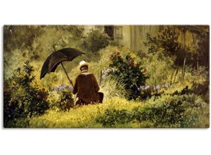 4062144523902 - Wandbild ARTLAND Der Maler im Garten Bilder Gr B H 40 cm x 20 cm Leinwandbild Mann 1 St gelb Bild Poster Bilder als Leinwandbild Wandaufkleber oder in versch Größen