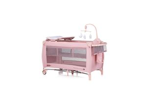 3800931064600 - Reisebett Bella 2 Ebenen seitlicher Eingang Musikmobile Wickelauflage pink