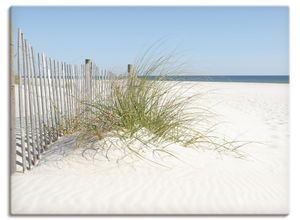 4055327239561 - Wandbild ARTLAND Schöne Sanddüne mit Gräsern und Zaun Bilder Gr B H 40 cm x 30 cm Leinwandbild Strand Querformat 1 St beige (naturfarben) Bild Poster Bilder als Alubild Leinwandbild Wandaufkleber oder in versch Größen