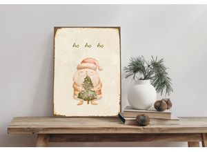 4067437115314 - Alu-Dibond-Druck QUEENCE Weihnachtsmann braun (farbe bild(er) braun) B20cm H30cm T02cm Alu Dibond Bilder ho ho ho Schild