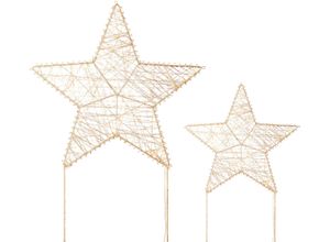 4064118184645 - LED Dekofigur CREATIV DECO LUMIA Deko-Objekt Stern Lampen Gr 80 flammig Ø 50 cm 2 St beige (champagnerfarben) Dekofiguren Weihnachtsdeko Batteriebetrieb