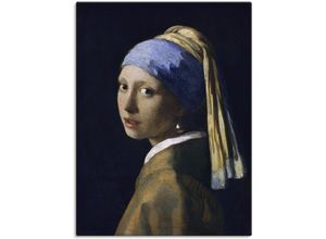 4055327655200 - Wandbild ARTLAND Das Mädchen mit dem Perlenohrgehänge Bilder Gr B H 30 cm x 40 cm Leinwandbild Frau 1 St schwarz Bild Poster Bilder als Leinwandbild Wandaufkleber oder in versch Größen