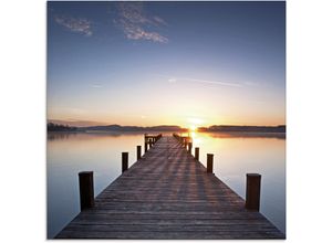 4055327023849 - Glasbild ARTLAND Sonnenstrahlen - Sonnenuntergang Bilder Gr B H 20 cm x 20 cm Gewässer 1 St blau Glasbilder Bilder in verschiedenen Größen