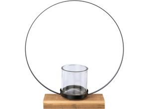4064118116769 - Teelichthalter CREATIV DECO Kerzenhalter Gr B H T 3500 cm x 3900 cm x 800 cm schwarz Kerzenhalter auf edlem Holzfuß Höhe ca 39 cm