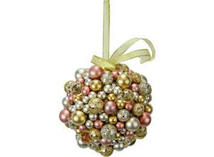 4019844706982 - Dekokugel IGEA Perlenkugel Dekofiguren Gr B H 11 cm x 11 cm rosa (rosa goldfarben) Weitere Weihnachtsdeko Hängekugel Dekokugel