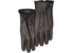 4260478655492 - Lederhandschuhe PEARLWOOD Gates Damen Gr 10 braun (schwarz braun) Schafsleder Biesen unifarben Handschuhe weiches Innenfutter aus Fleece