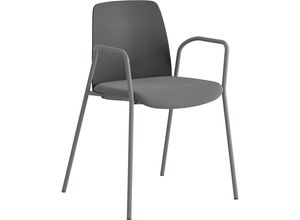 7333362003901 - Stuhl Helmer Sitz gepolstert Lehne Kunststoff VE 4 Stk Sitz dunkelgrau Gestell silber mit Armlehnen kaiserkraft