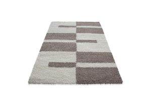 4053658988806 - Designer Hochflor Teppich mit Karo- und Linienmuster Flauschiger Langflor
