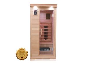 4251575100008 - Dewello - Infrarotkabine Infrarotsauna Windsor inkl Keramikstrahler für 1 Person - LED-Farblicht - Wärmekabine mit Radio Bluetooth 90 cm x 90 cm