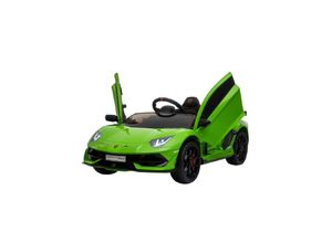 4260259875552 - ES-Toys Kinder Elektroauto Lamborghini Aventador SVJ Kunstledersitz EVA-Reifen grün