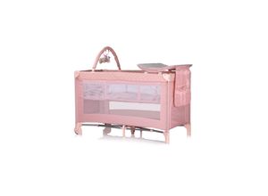 3800931063719 - Reisebett Luna 2 Ebenen Wickelauflage klappbar Spielbogen Faltmatratze pink