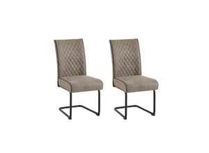 4251942247404 - Byliving - Esszimmerstuhl 2er Set maria   Vintage Mikrofaser taupe   Gestell Metall schwarz   Traglast von bis zu 150 kg   mit Griff   Esszimmerstuhl