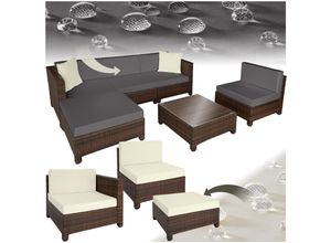 4061173125149 - tectake® Rattan Lounge mit Aluminiumgestell wetterfest und UV-beständig mit Sicherheitsglasplatte