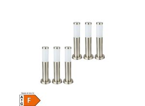 4059157000919 - Etc-shop - 6er Set led Außen Steh Lampen Hof Einfahrt Beleuchtung Edelstahl Garten Weg Stand Leuchten silber