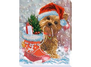 4823095801835 - Perlen-Stickbild Weihnachten mit Hund 20 x 25 cm