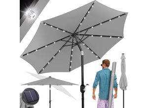 4255598310314 - KESSER® Sonnenschirm Balkonschirm LED Solar mit Kurbel Inkl 2in1 Schutzhülle Transporttasche Gartenschirm Schirm für Balkon Garten & Terrasse verstellbar knickbar