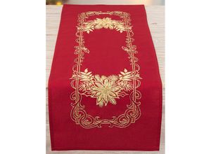 9010251109477 - Stickläufer Weihnachtsstern rot gold