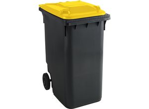 4255893600172 - Mülltonne aus Kunststoff DIN EN 840 Volumen 360 l BxHxT 665 x 1115 x 880 mm anthrazit gelb kaiserkraft